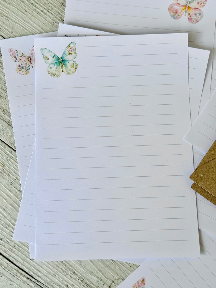 PASTEL BUTTERFLY Writing Paper Set (Non-Personalised) – Scattered Seed Co