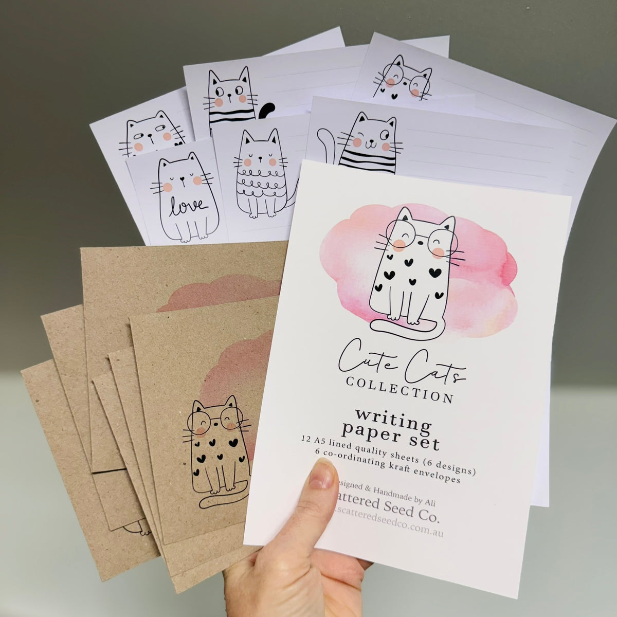 CUTE CATS Writing Paper Set (Non-Personalised) – Scattered Seed Co