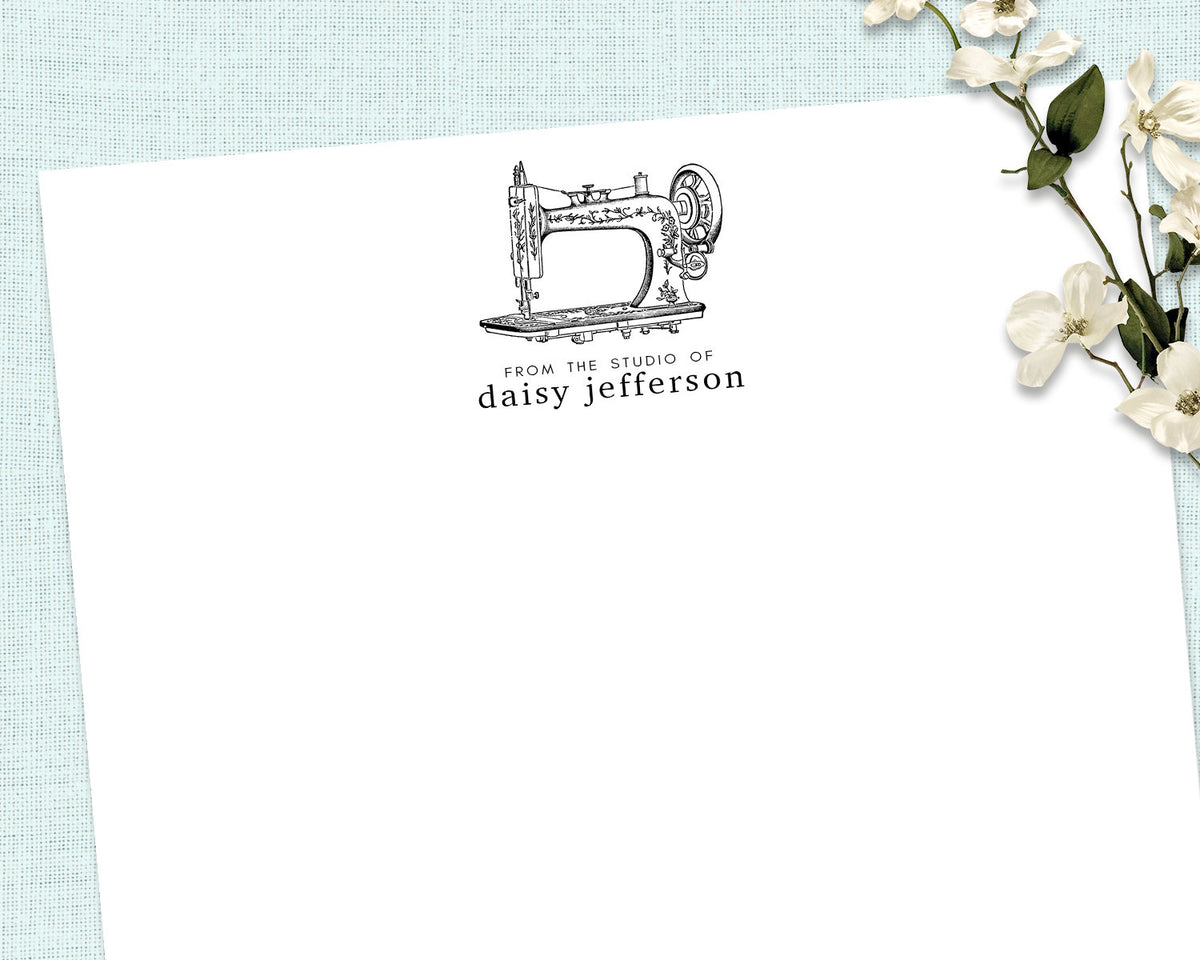 VINTAGE SEWING MACHINE White Personalised Writing Paper Set of 20 ...
