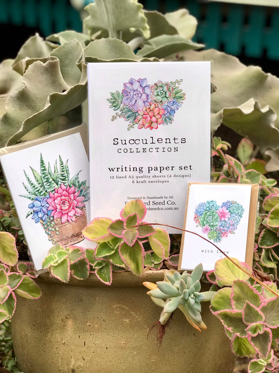SUCCULENTS Writing Paper Set (Non-Personalised) – Scattered Seed Co