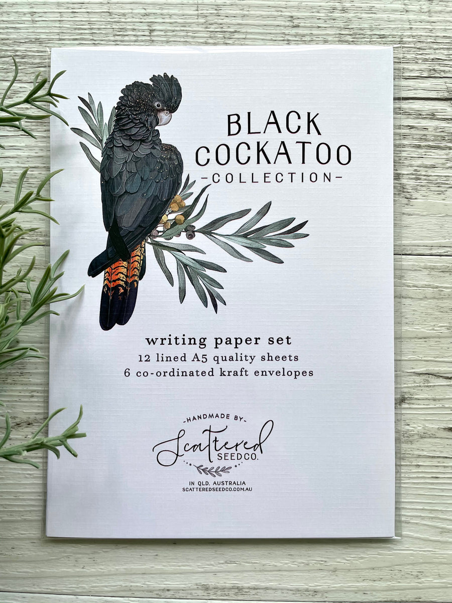 BLACK COCKATOO Writing Paper Set (Non-Personalised) – Scattered Seed Co