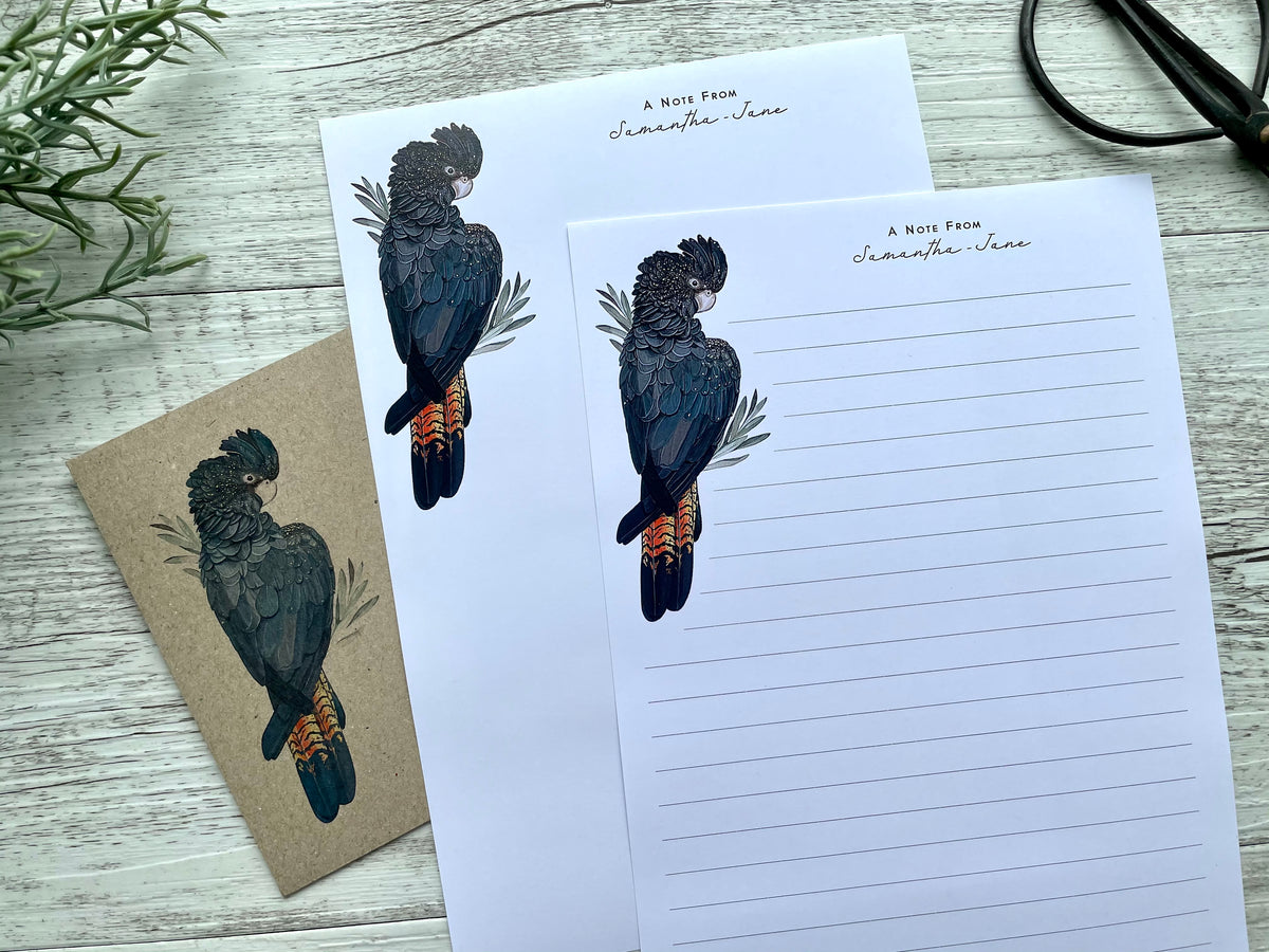 AUSTRALIAN Red-Tailed Black Cockatoo - Personalised Writing Paper Set ...