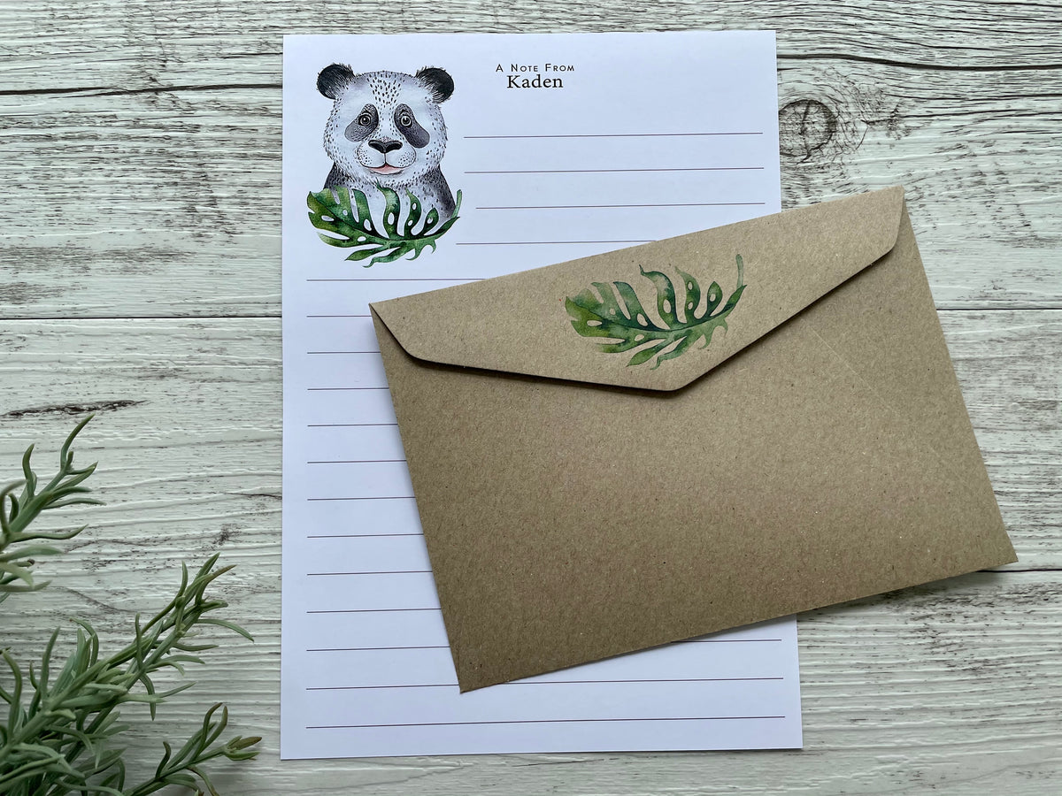 PANDA Personalised Writing Paper Set of 20 – Scattered Seed Co