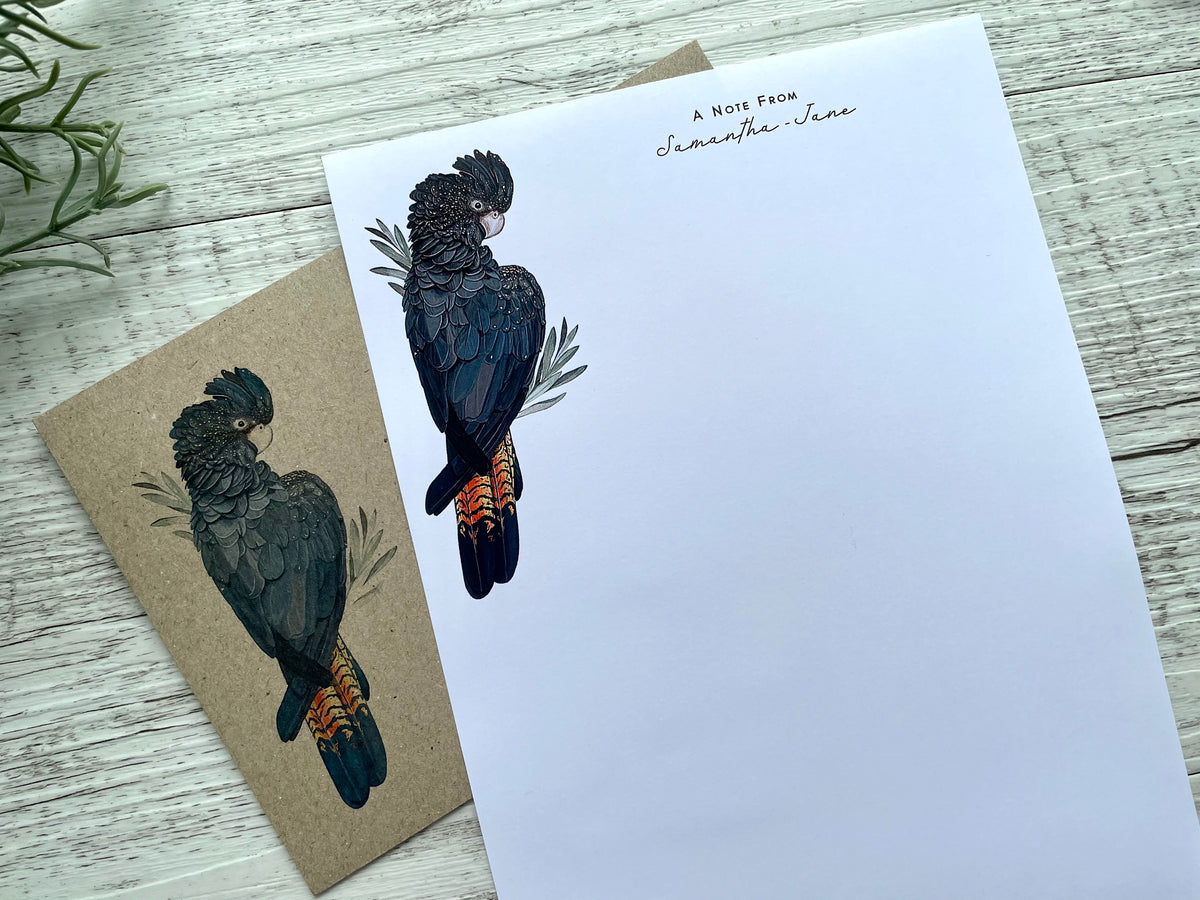 AUSTRALIAN Red-Tailed Black Cockatoo - Personalised Writing Paper Set ...