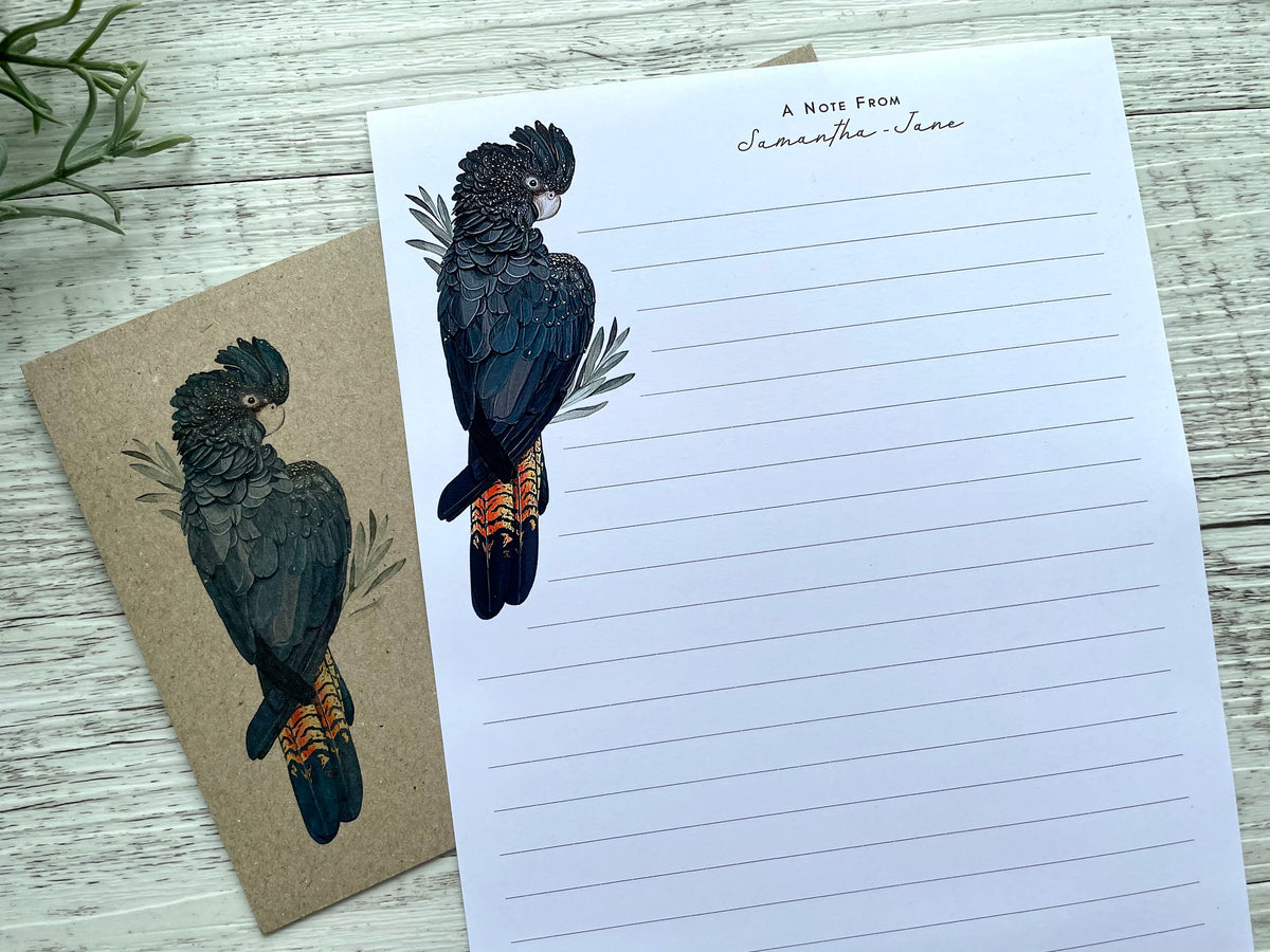 AUSTRALIAN Red-Tailed Black Cockatoo - Personalised Writing Paper Set ...