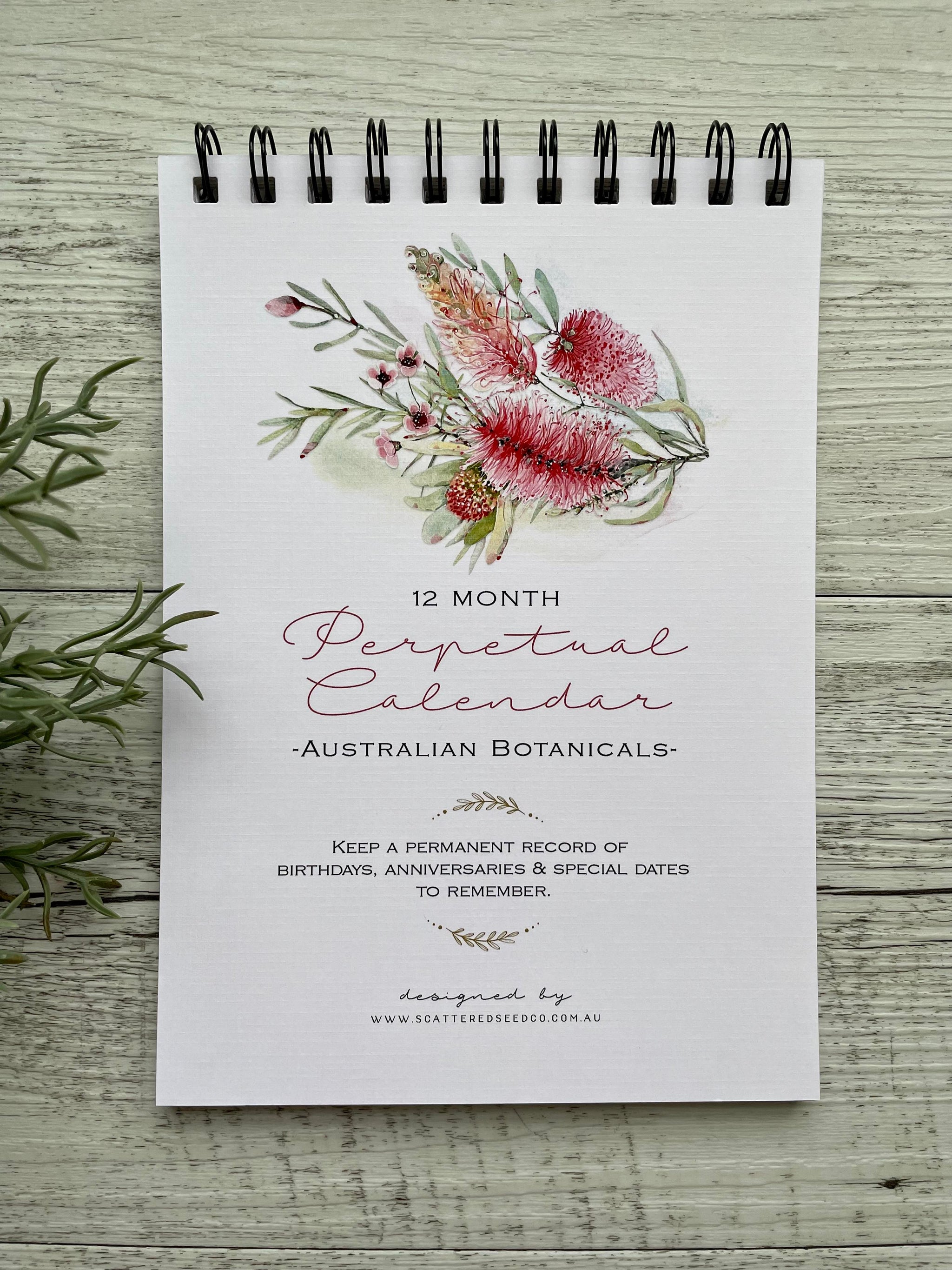 Australian Botanicals Perpetual Calendar - Birthday Record book ...