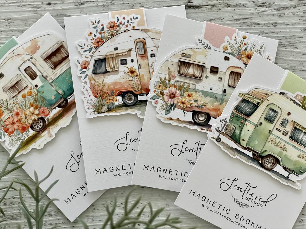 Floral Vintage Caravan Magnetic Bookmarks – Scattered Seed Co