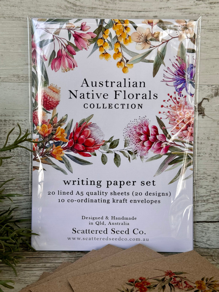 AUSTRALIAN Native Floral Writing set 20 pages 10 envelopes – Scattered ...
