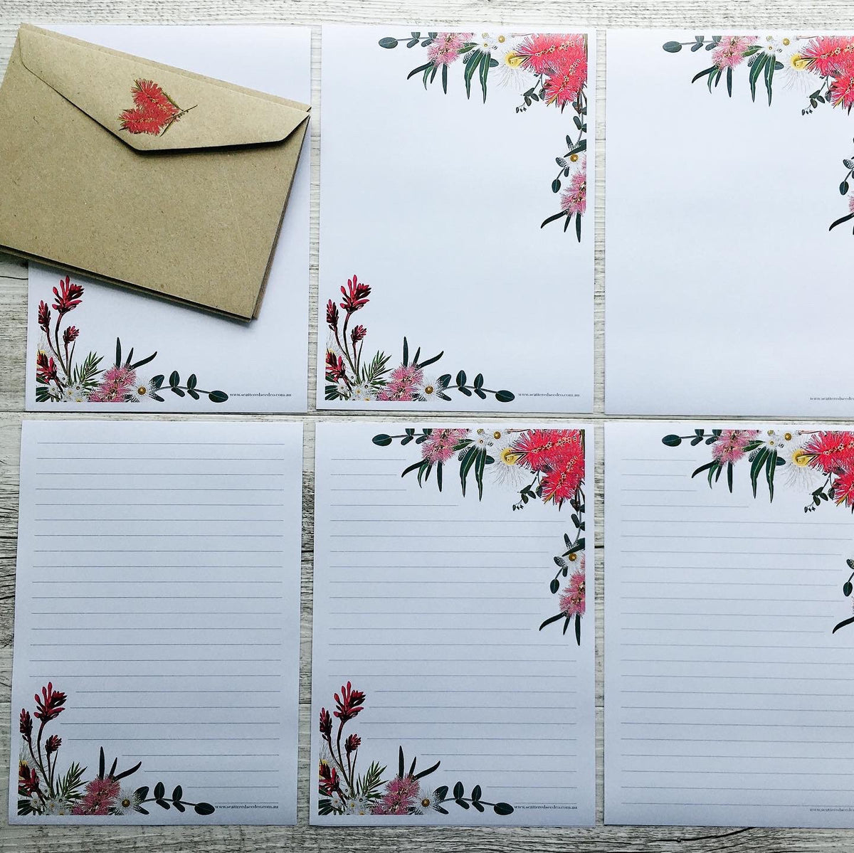 AUSTRALIAN NATIVE FLORA Writing Paper Set (Non-Personalised ...