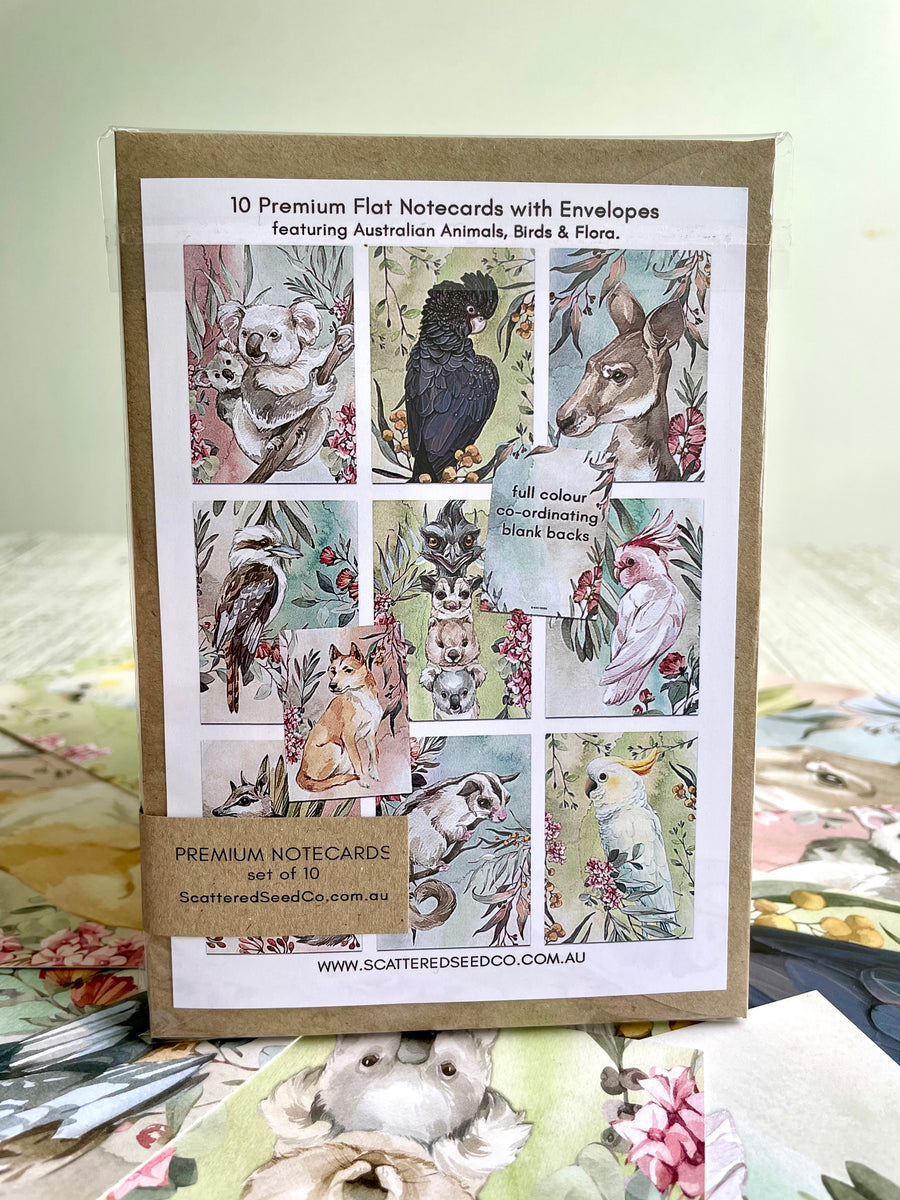 Premium Australian Notecard Set - Australian Animals, Birds & Flora ...
