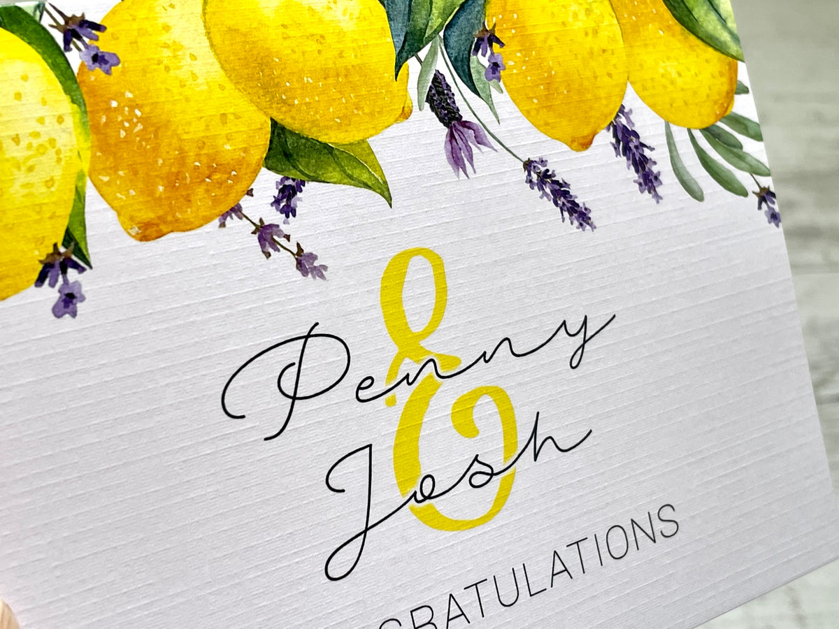 Personalised Lemon & Lavender Wedding / Engagement card – Scattered Seed Co